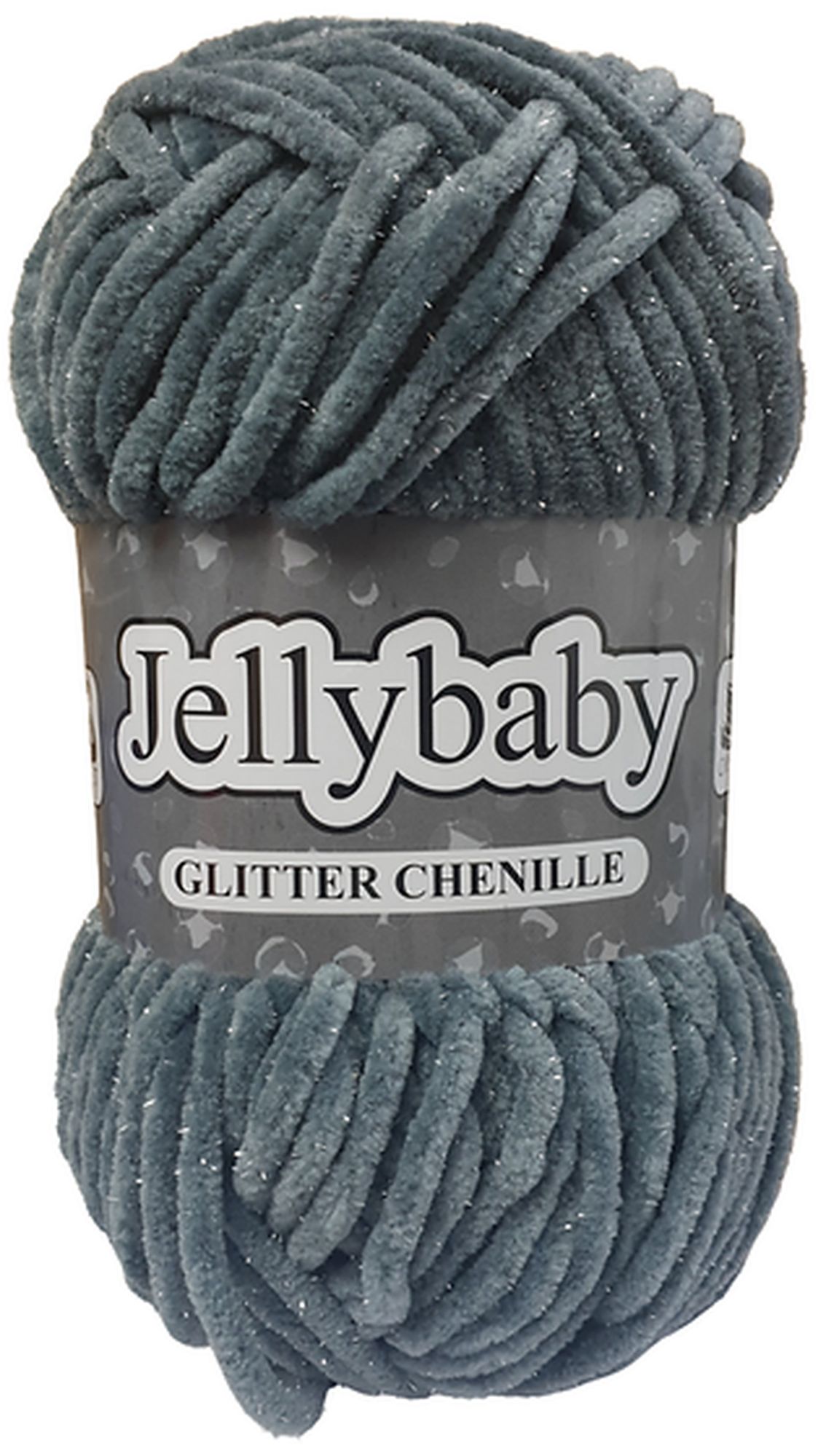 Jelly Baby Glitter Chenille Yarn 100g Metal Grey 017