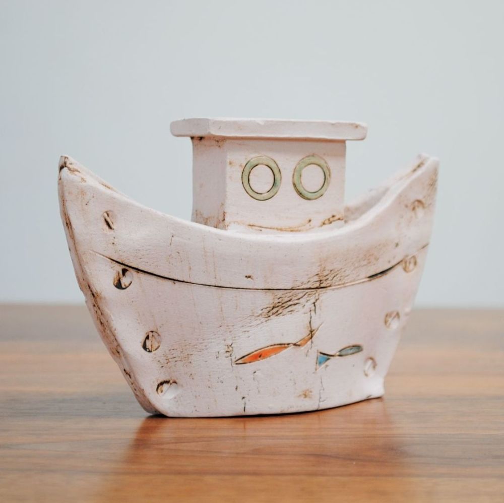 Nautical Decor | Ceramic Boats & Fish| Iveta Goddard Ceramics