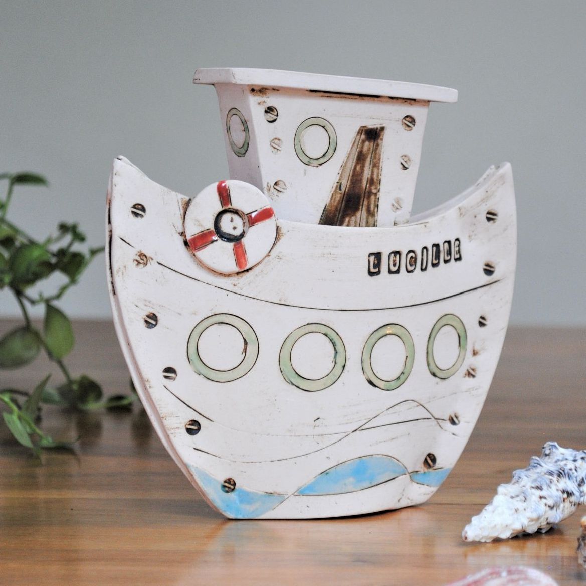 Nautical Decor | Ceramic Boats & Fish| Iveta Goddard Ceramics