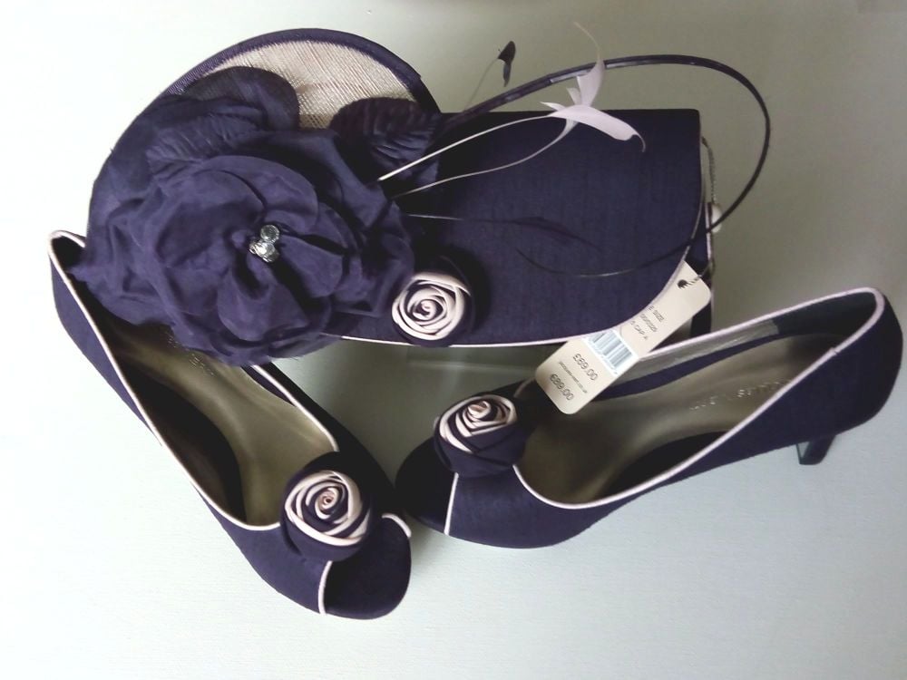 Jacques Vert peeptoe shoes purple rosebud feature matching bag ...