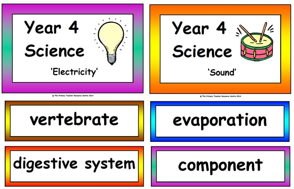 New National Curriculum Year 4 Science Vocabulary New National Curriculum Year 4 Science Vocabulary
