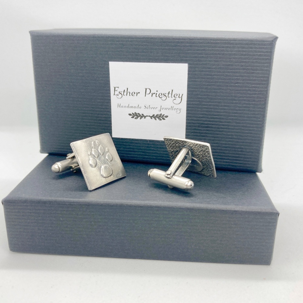 Fistral Bay Wave - Silver Square Cufflinks