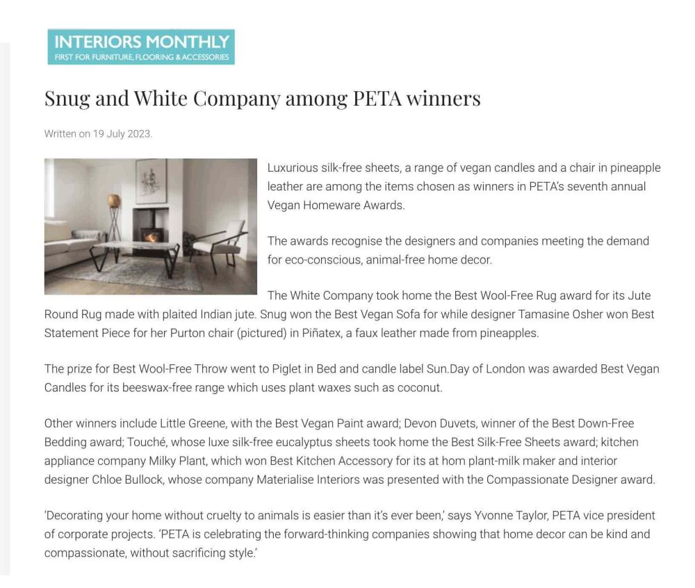 I'm this year's winner of the PETA Compassionate Designer award