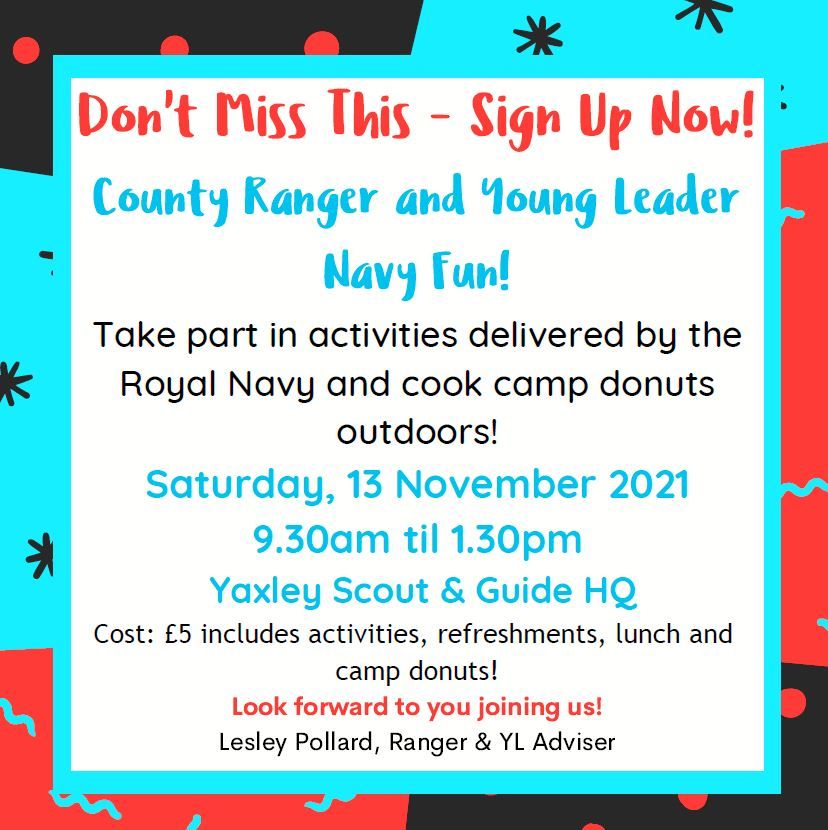 Rangers and Young Leaders Navy fun day - 13th Nov - Shop