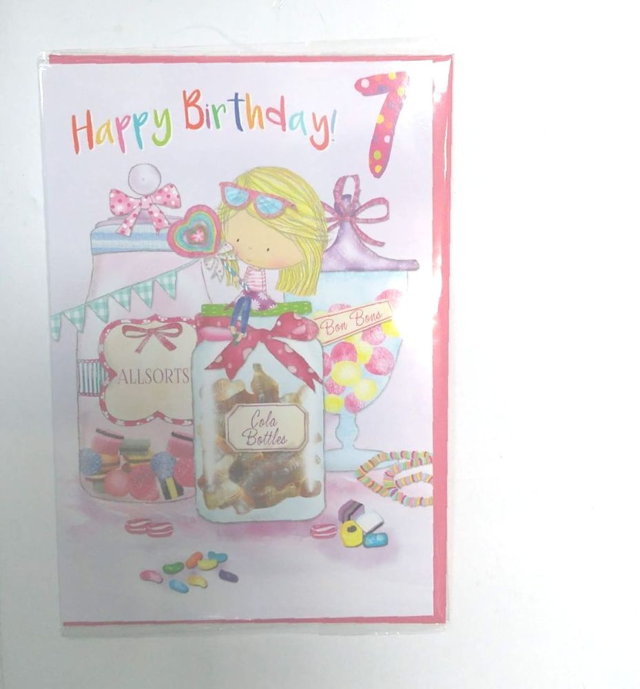 7th Birthday Girl Card- Sweets