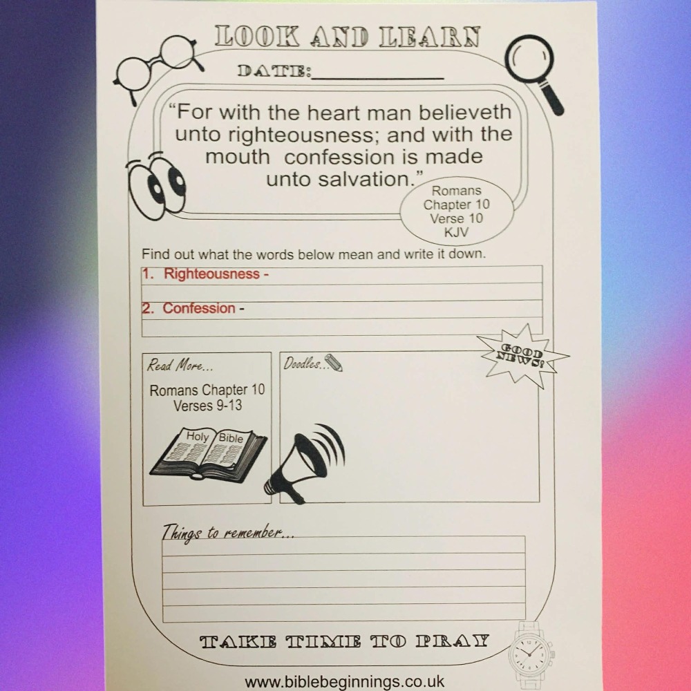 Free printable A5 Bible devotional worksheets for children, with KJV/AV ...