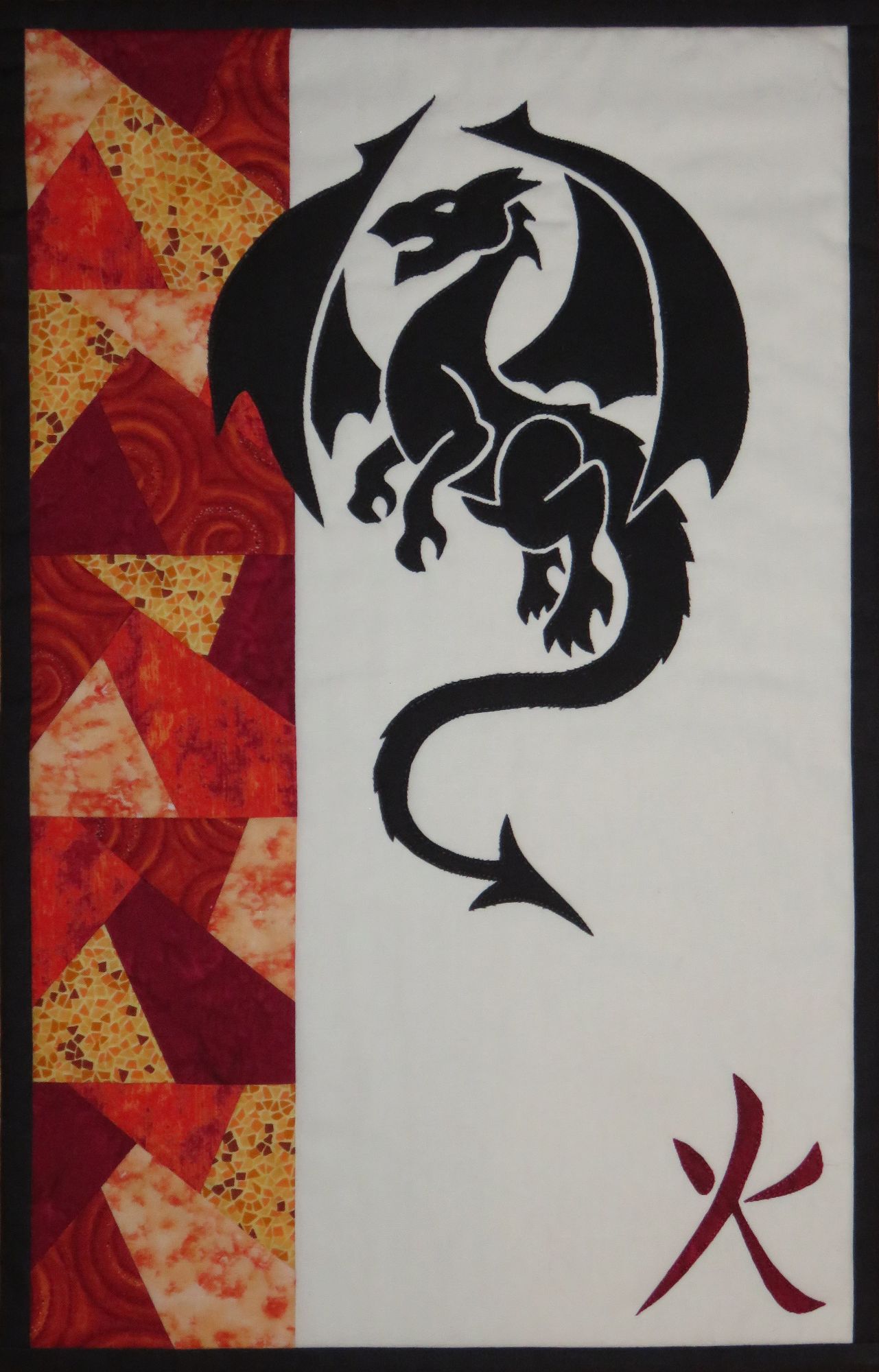 Dragon Silhouette - Fire - Patchwork | Quilt Dragon Kits
