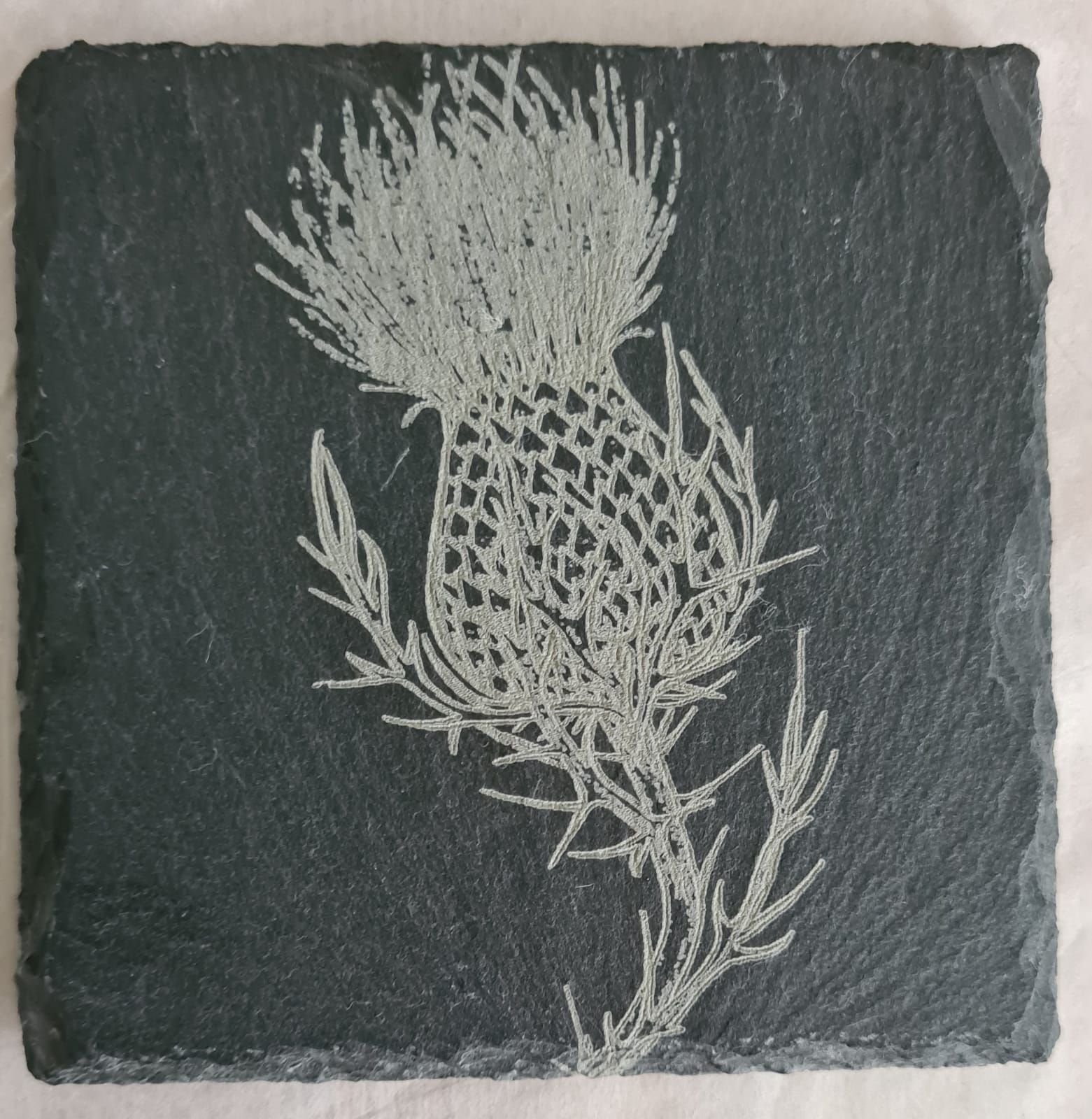 Scottish Thistles design on Slate Coaster