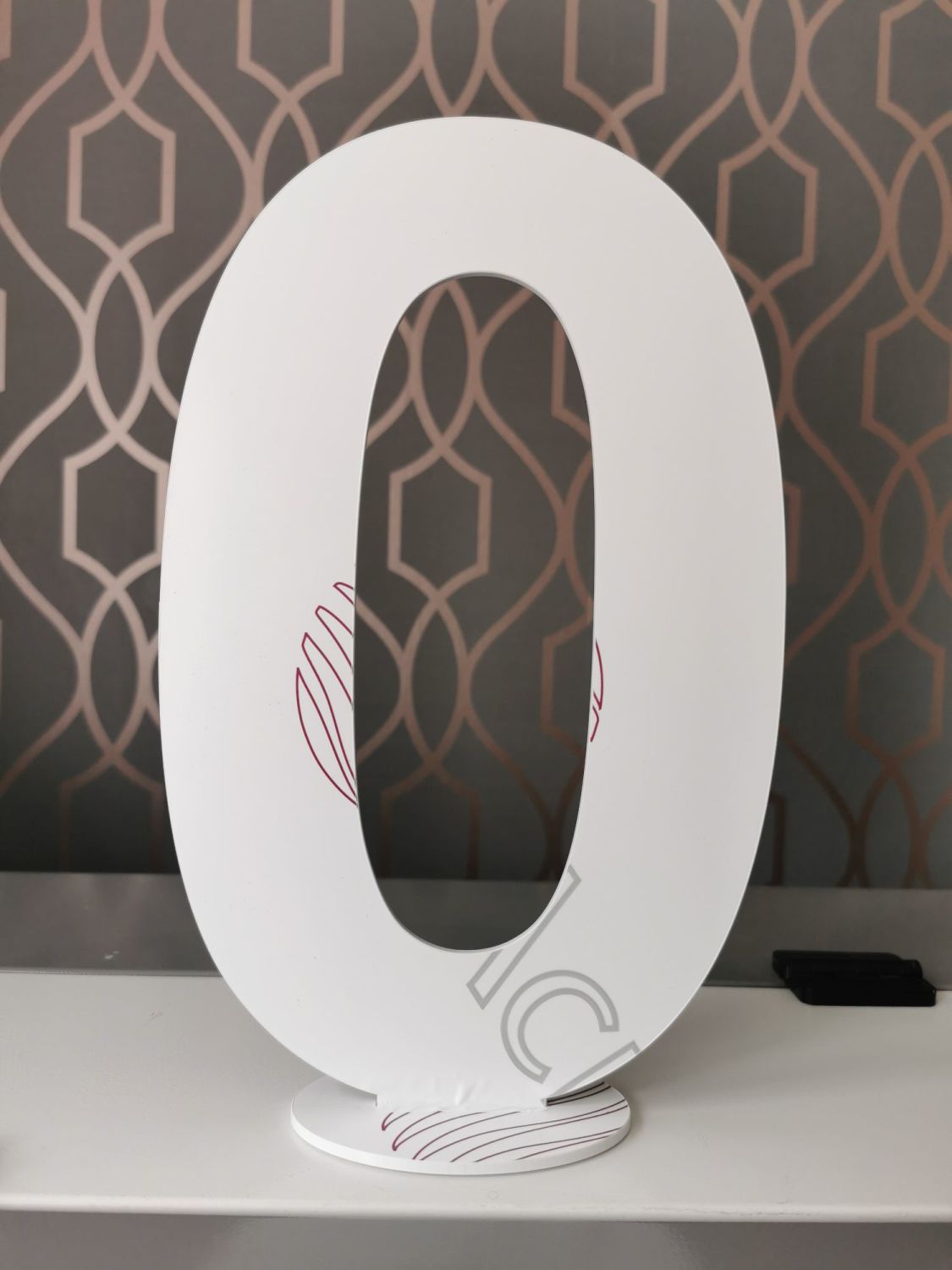 White Number 0 with Stand