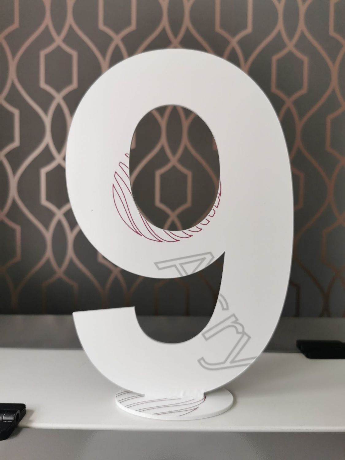 White Number 9 with Stand