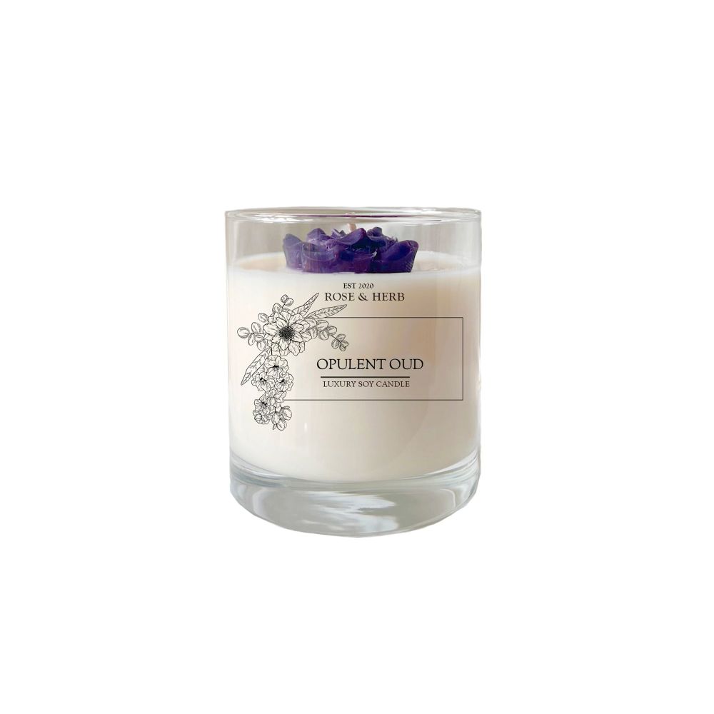 Opulent Oud Scented Candle | Rose & Herb Home Fragrances