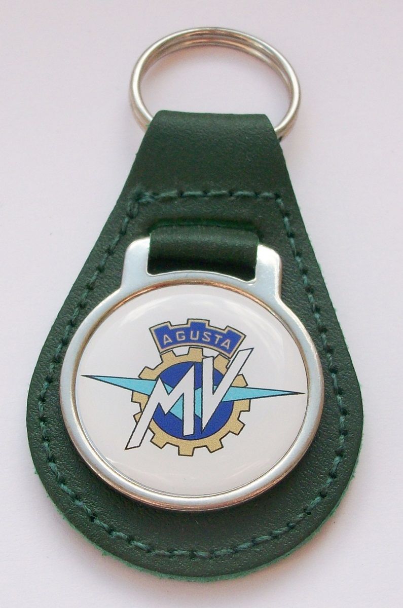 MV Agusta acrylic badged green leather keyring..
