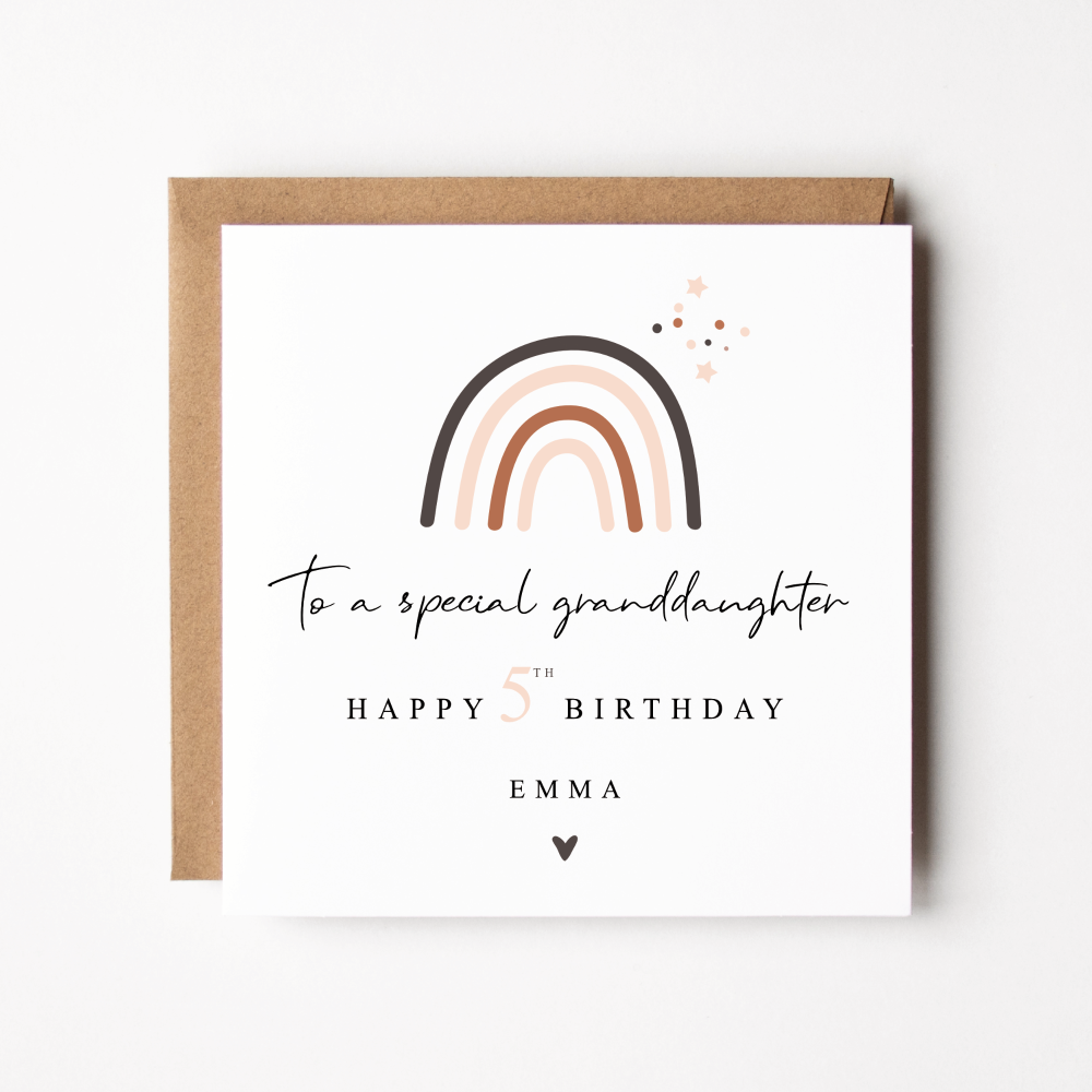 Personalised To A Special Granddaughter Rainbow 5th Birthday Card personalised-to-a-special-granddaughter-rainbow-5th-birthday-card