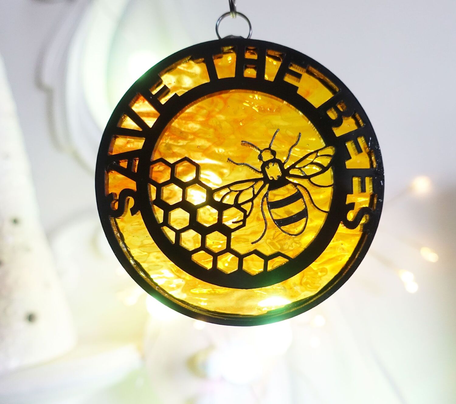 Stained Glass Honey Bee Suncatcher Save the Bees
