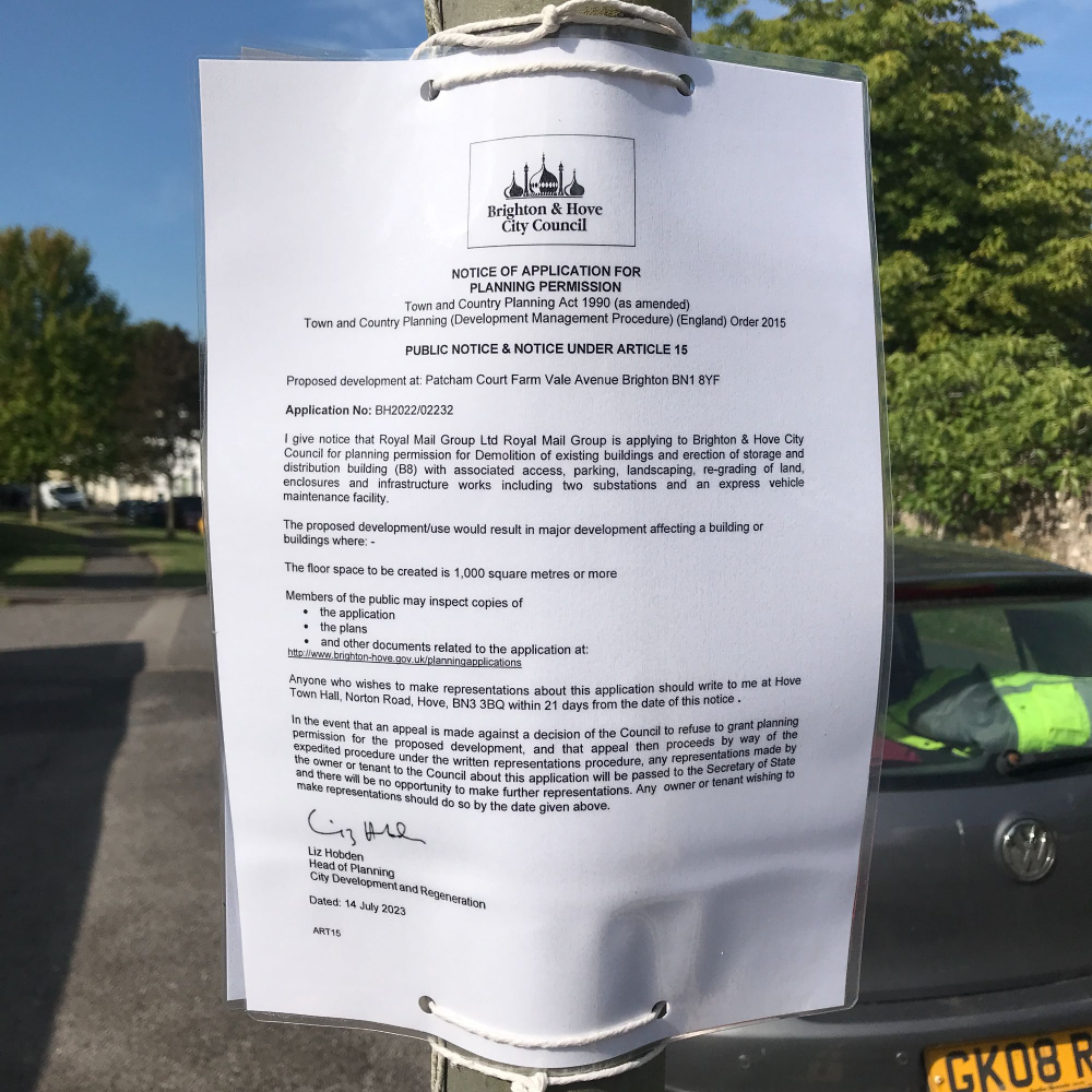 Patcham Against Royal Mail - Patcham Court Farm