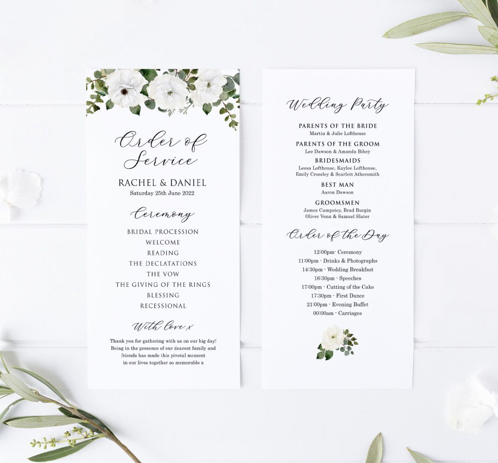 Green & Kraft Order of Service Card