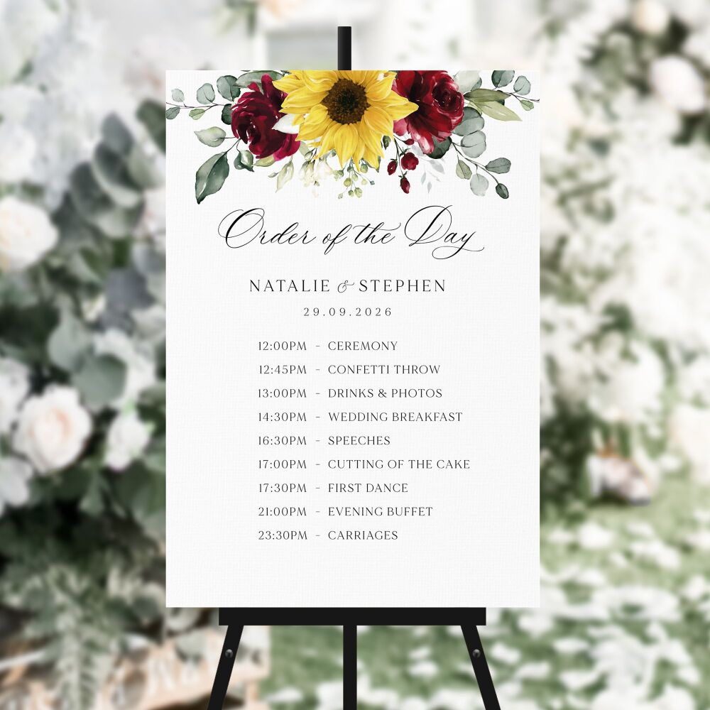 Autumnal & Sunflower Order of the Day Signs - Shop