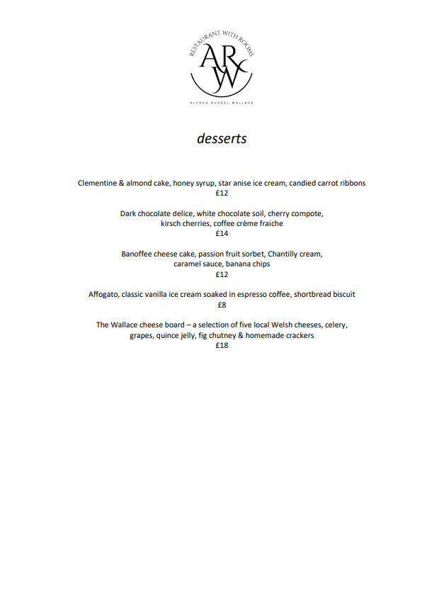 The Alfred Russel Wallace Menu