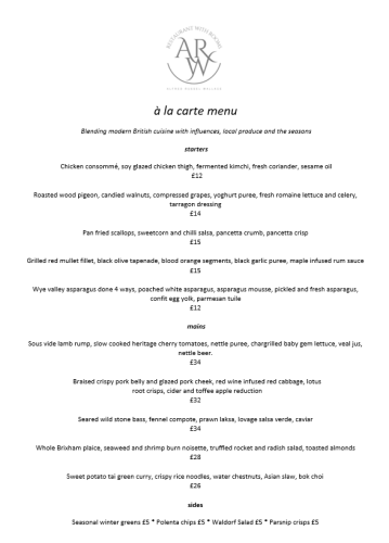 The Alfred Russel Wallace Menu