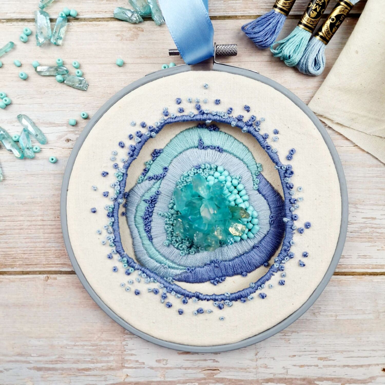 Quartz Crystal Stone Cluster Embroidery Kit