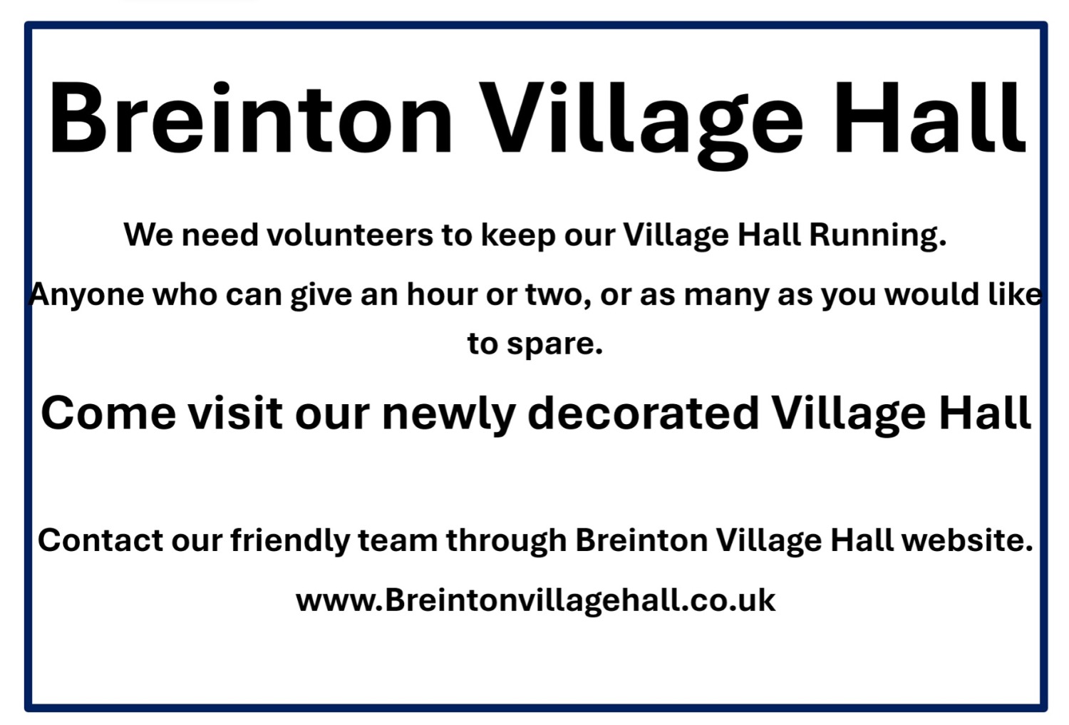 Welcome To Breinton Village Hall