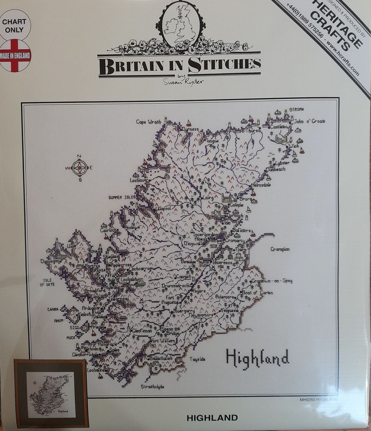 Highland, Scotland - Map Cross Stitch CHART ONLY